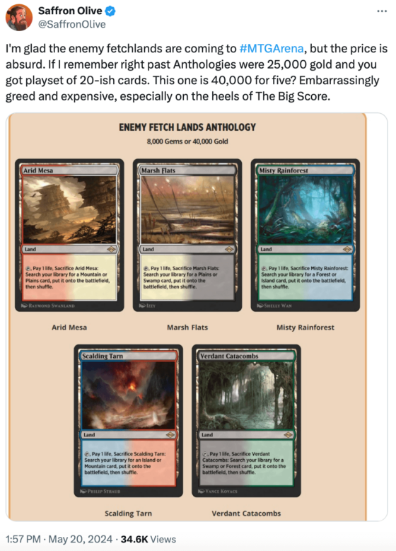 MTG Arena Is Selling Enemy Fetch Lands for $40 in Gems - MTG Insider