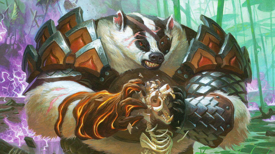 Bloomburrow Spoils Hugs, Grisly Guardian: Legendary Badger Warrior ...