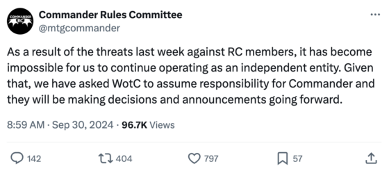 Commander Rules Committee Transfers Format Ownership to WotC - MTG Insider
